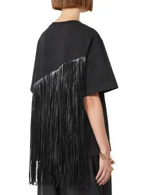 Sportmax Cotton T-shirt With Fringes - Black