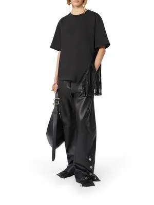 Sportmax Cotton T-shirt With Fringe - Black