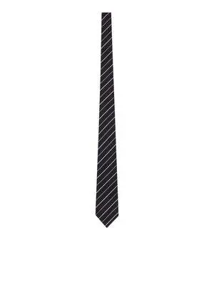 Saint Laurent Wide Striped Silk Jacquard Tie - Multicolor