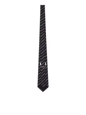 Saint Laurent Wide Striped Silk Jacquard Tie