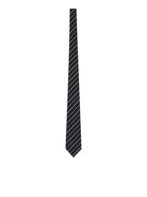Saint Laurent Saint Laurent Men Wide Striped Silk Jacquard Tie Multicolor