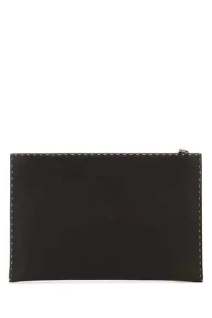 Fendi Dark Leather Clutch - Brown