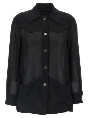 FERRAGAMO Semi-sheer Wool Jacket - Black