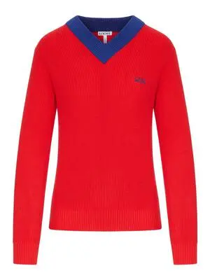 Loewe Textured Cotton-wool Blend Sweater With A Contrasting Collar