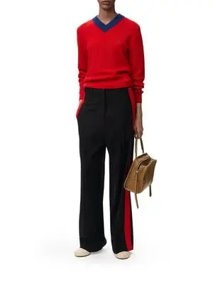 Loewe Textured Cotton-wool Blend Sweater With A Contrasting Collar