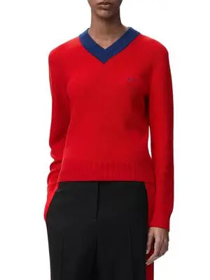 Loewe Textured Cotton-wool Blend Sweater With A Contrasting Collar