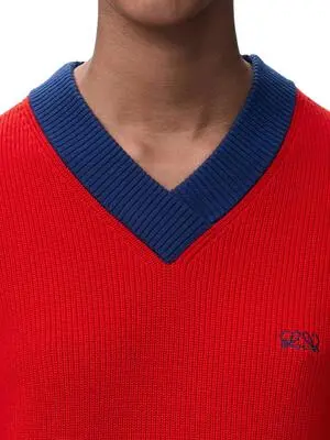 Loewe Textured Cotton-wool Blend Sweater With A Contrasting Collar
