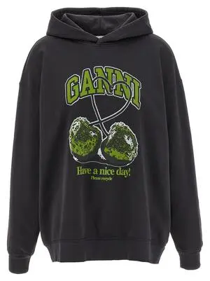 GANNI Cherry Hooded Sweatshirt - Gray