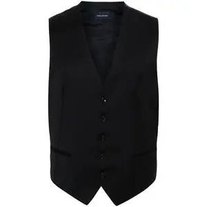 Tagliatore Virgin Wool Interlock Twill Vest - Blue