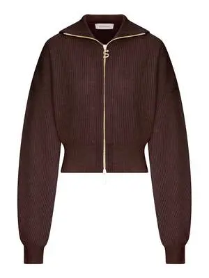 Sportmax Ribbed Wool Cardigan With Wide Collar - Multicolor