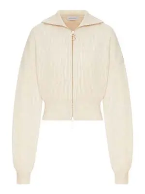 Sportmax Ribbed Wool Cardigan With Wide Collar - Multicolor