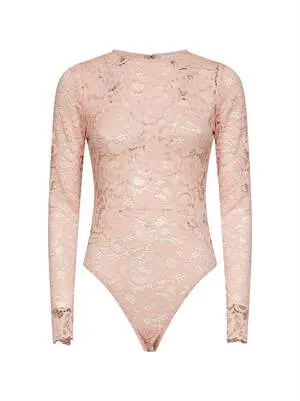 SELF-PORTRAIT Beige Floral Lace Bodysuit - Multicolor