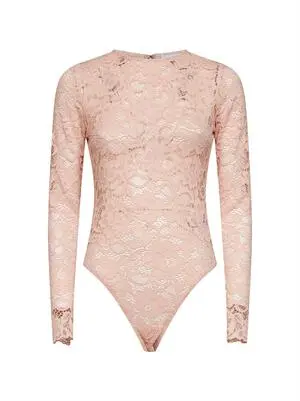 SELF-PORTRAIT Beige Floral Lace Bodysuit - Multicolor