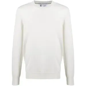 Brunello Cucinelli Cashmere Crew Neck Sweater - White