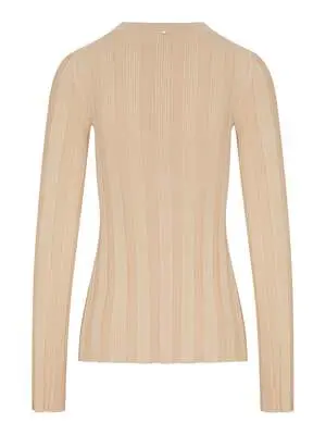 Sportmax Slim Ribbed Viscose Cardigan - Cream