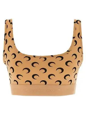 MARINE SERRE Moon Printed Jersey Cropped Top - Cream