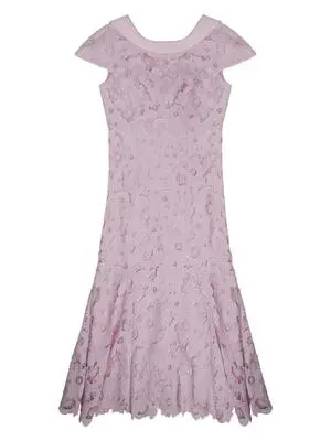 SELF-PORTRAIT Lace Midi Dress With Open Back - Pink
