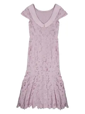 SELF-PORTRAIT Lace Midi Dress With Open Back - Pink