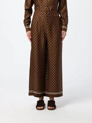 Max Mara Printed Silk Palazzo Trousers - Brown