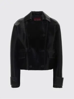 Gucci Croc Print Leather Jacket - Black