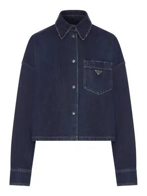 Prada Denim Shirt With Logo - Brown