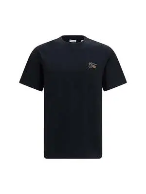 Burberry Embroidered Logo Cotton T-shirt - Black