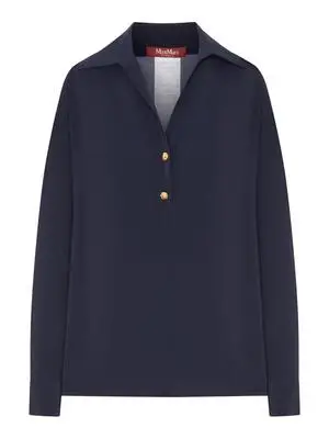 Max Mara Crepe De Chine Polo Shirt - Blue
