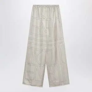 TOTEME Ivory Monogram Silk Pajama Trousers - White