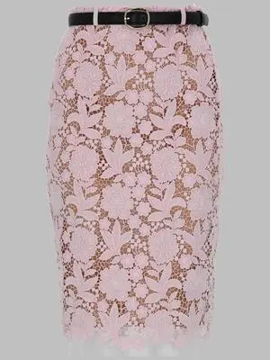 SELF-PORTRAIT Lace Midi Skirt - Pink