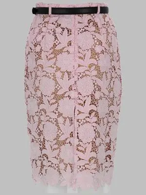SELF-PORTRAIT Lace Midi Skirt - Pink