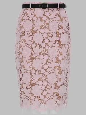 SELF-PORTRAIT Lace Midi Skirt - Pink