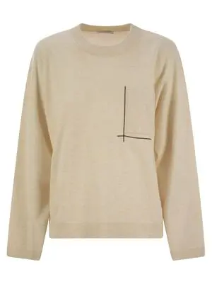 Brunello Cucinelli Virgin Wool, Cashmere And Silk Sweater With Monile Detail - Cream
