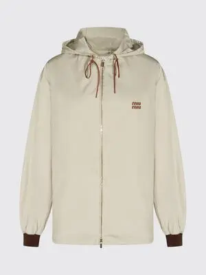 Miu Miu Hooded Zip-up Jacket - Cream