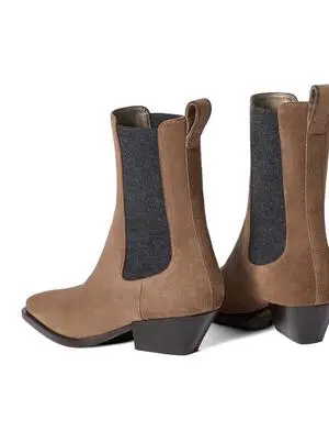 Brunello Cucinelli Chelsea Boot In Suede With Precious Loop Detail - Multicolor