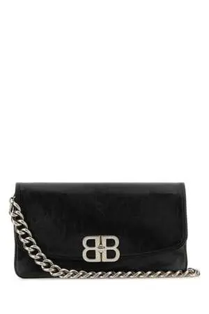 Balenciaga Leather Medium Bb Soft Flap Clutch