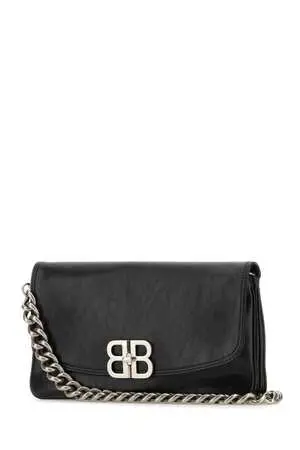 Balenciaga Leather Medium Bb Soft Flap Clutch
