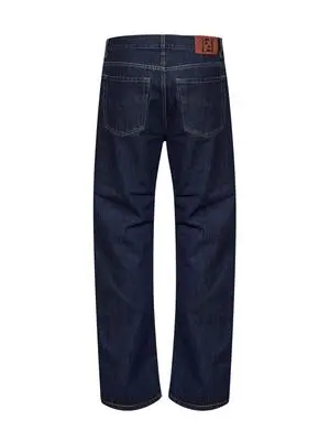 Fendi Dark Blue Cotton Denim Straight Jeans - Multicolor