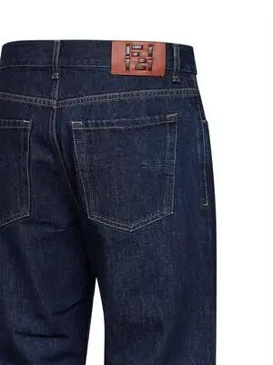 Fendi Dark Blue Cotton Denim Straight Jeans - Multicolor