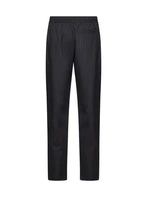 Burberry Iron Grey Pinstriped Wool Track Trousers