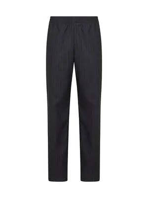 Burberry Iron Grey Pinstriped Wool Track Trousers - Multicolor