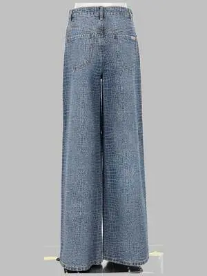 SELF-PORTRAIT Jeans Con Strass Effetto Coccodrillo - Blue