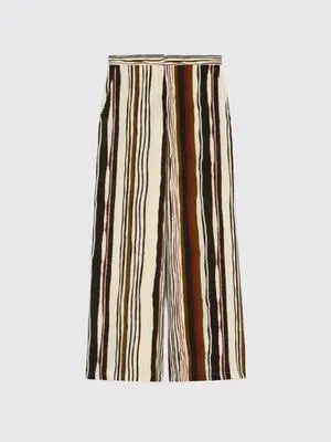 Max Mara Silk Striped Trousers - Red