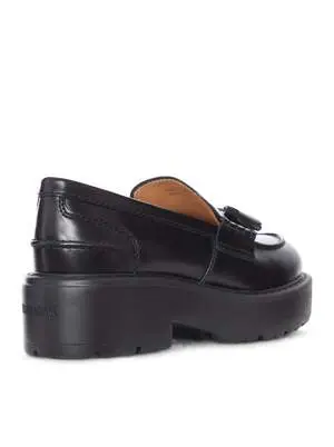 Miu Miu Smooth Leather Loafers With Tassels - Black