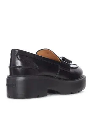 Miu Miu Smooth Leather Loafers With Tassels - Black