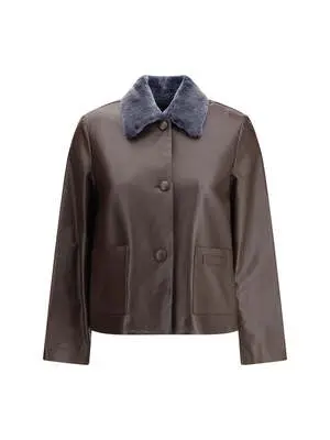 Marni Leather Jacket With A Shearling Collar