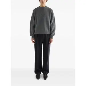 JIL SANDER Rib Knit Wool Sweater - Gray