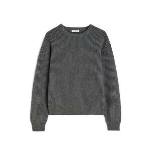 JIL SANDER Rib Knit Wool Sweater - Gray