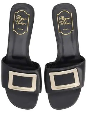 ROGER VIVIER Leather Sandalo Mule Belle - Black