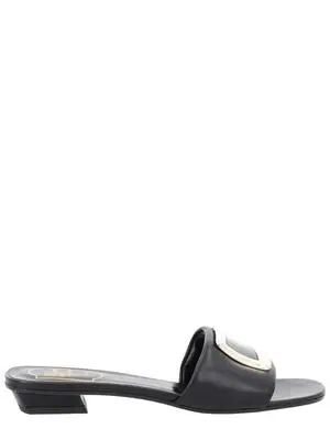 ROGER VIVIER Leather Sandalo Mule Belle - Black