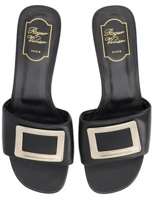 ROGER VIVIER Leather Sandalo Mule Belle - Black